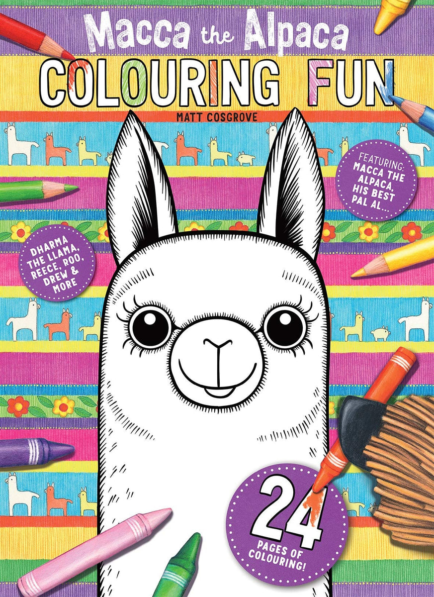 Macca the Alpaca Colouring Fun by Matt Cosgrove – Book Hero