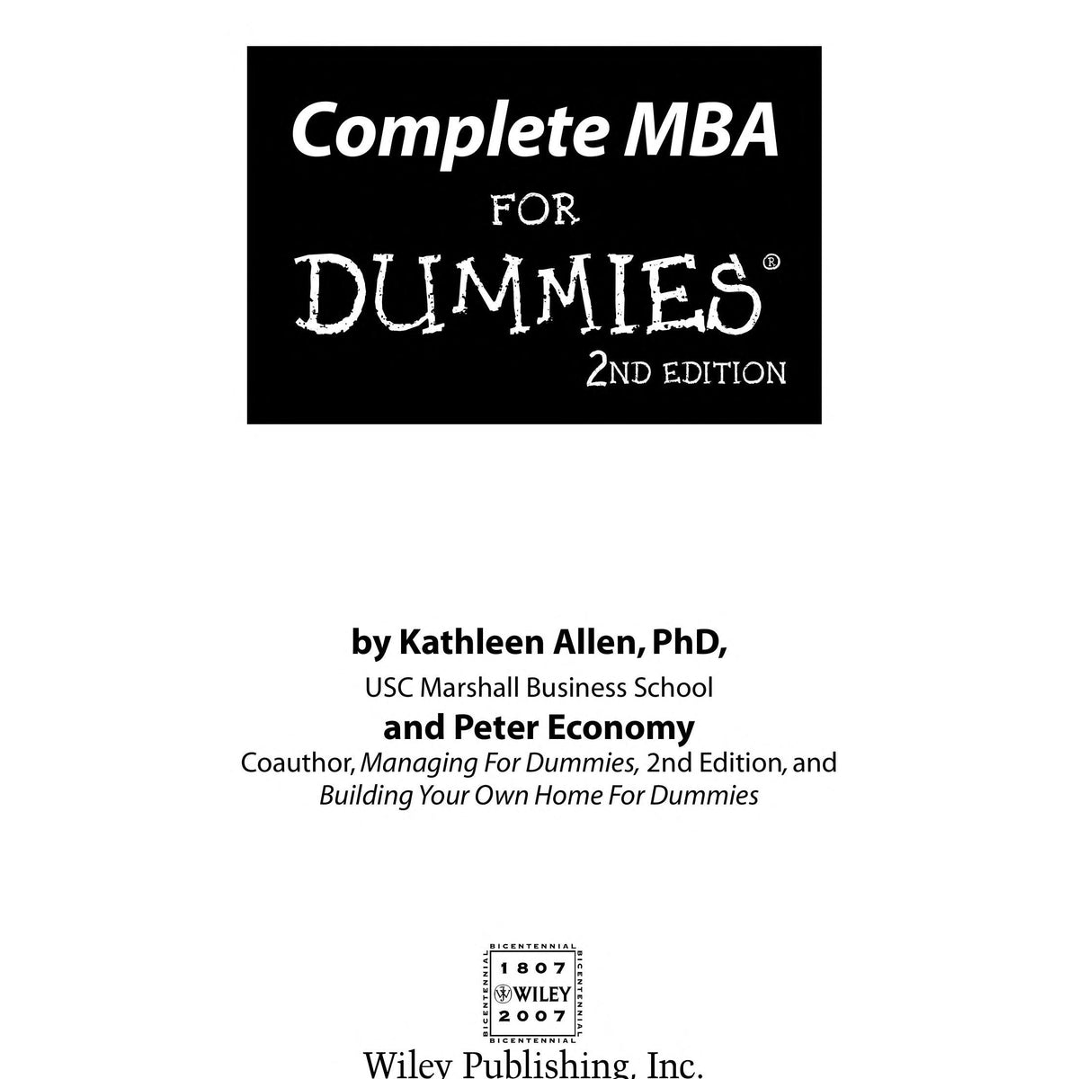 Complete MBA For Dummies by Kathleen Allen and Peter Economy – Book Hero