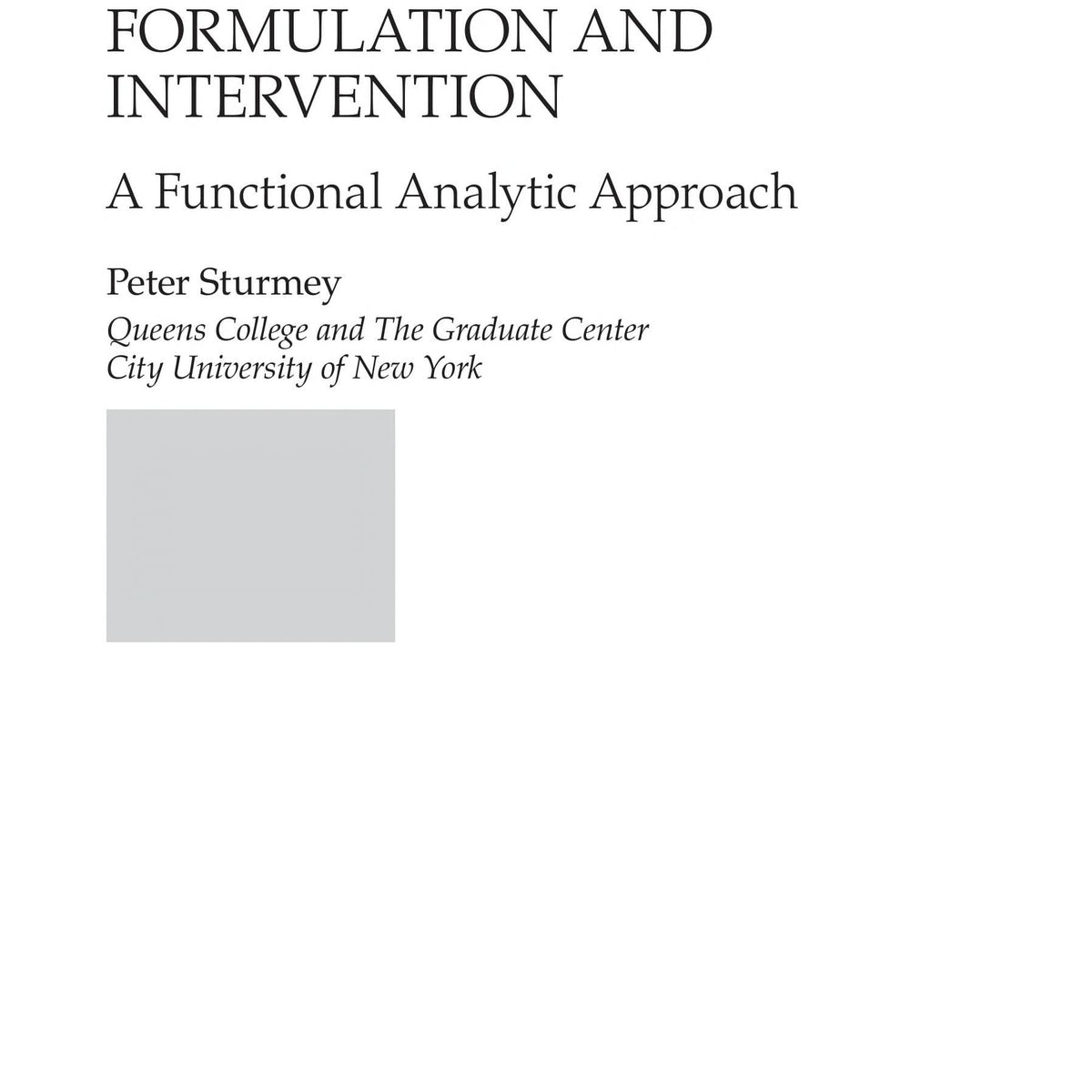Behavioral Case Formulation and Intervention by Peter Sturmey – Book Hero